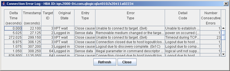 Viewing the Connection Error Log