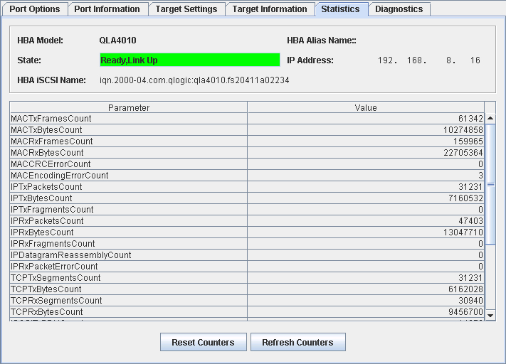 Viewing and Updating HBA Port Statistics