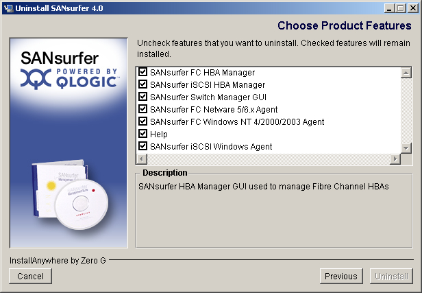 Uninstalling the SANsurfer Application - Step 3